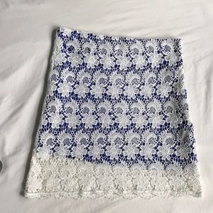 Francesca's Collections | Skirts | Francescas White Lace And Blue Satin ...